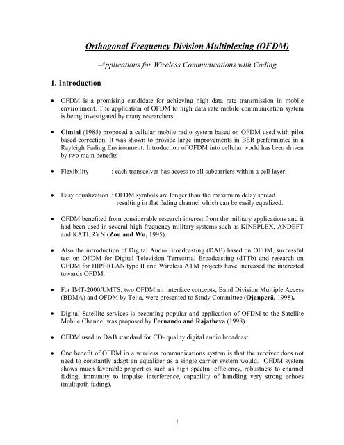 Orthogonal Frequency Division Multiplexing (OFDM)