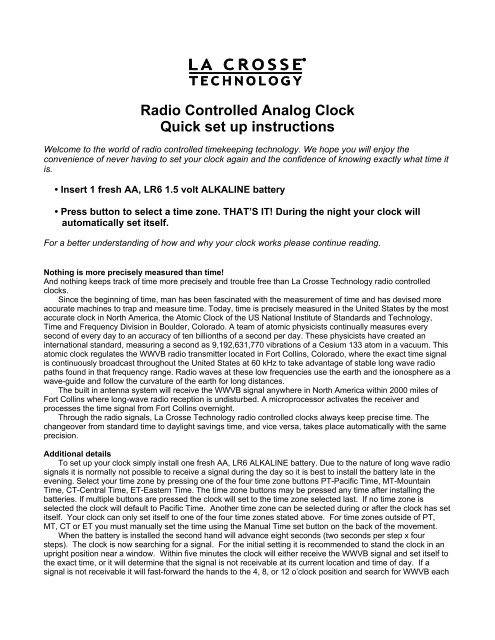 Radio-controlled clock instructions Radio-controlled clock instructions