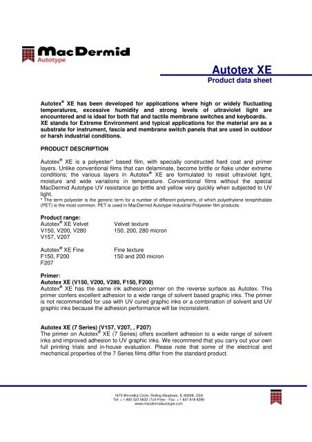 Autotex XE-USA Only-PDS-English (.PDF) - MacDermid Autotype