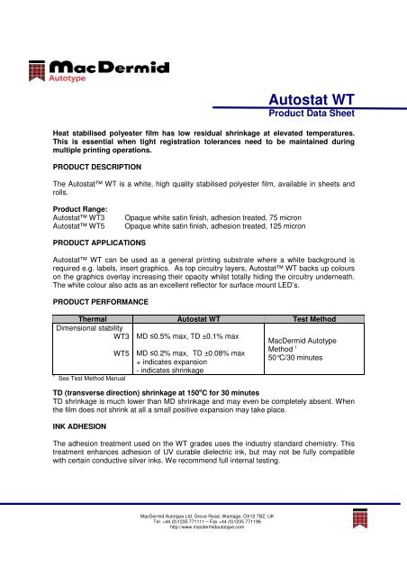 Autostat WT-PDS-English (.PDF) - MacDermid Autotype