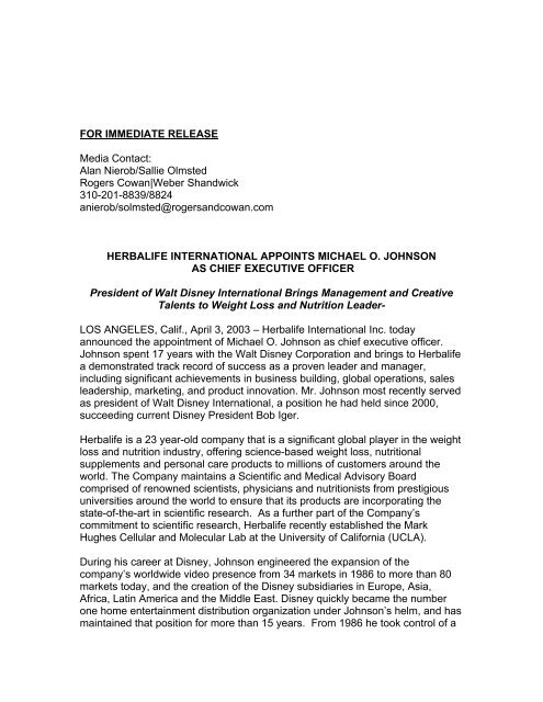 CONFIDENTIAL DRAFT â NOT FOR DISTRIBUTION - Herbalife