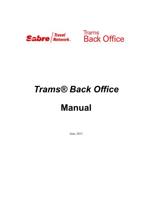 Trams Back Office manual