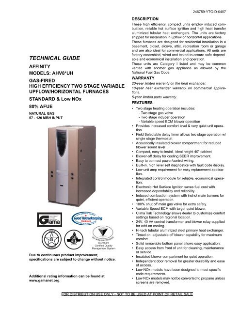 USA Made AHV8*UH Spec Sheet - Alpine Home Air Products