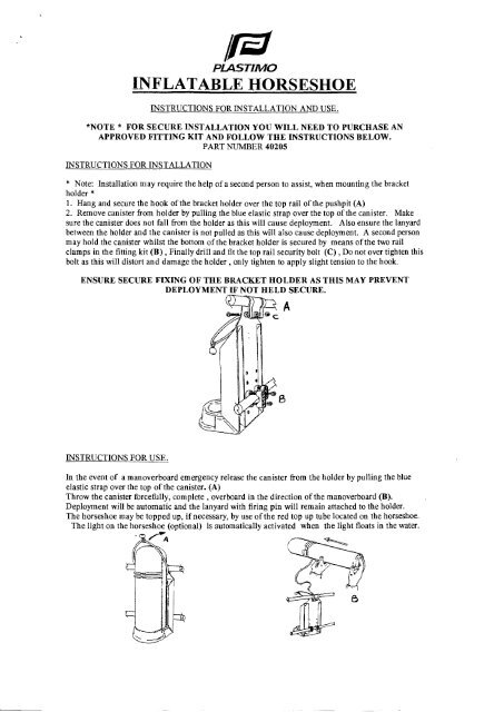 XM Inflatable Horseshoe Lifebuoy & Light Instruction ... - Safety Marine