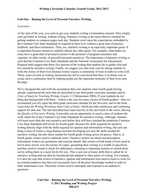 Narrative Writing Examples 4th Grade