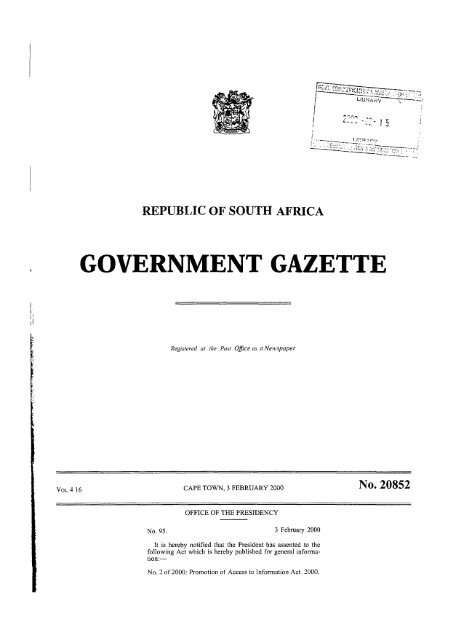 Promotion Of Access To Information Act No 2 2000 Department Of Promotion Of Access To Information Act No 2 2000 Department Of