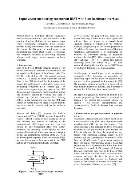 Input Vector Monitoring Concurrent Bist With Low Hardware Median