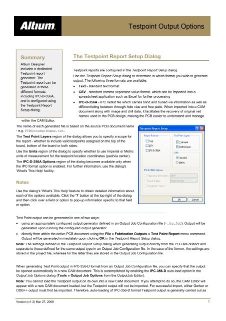 Test Point Report (Fabrication Outputs) - Altium