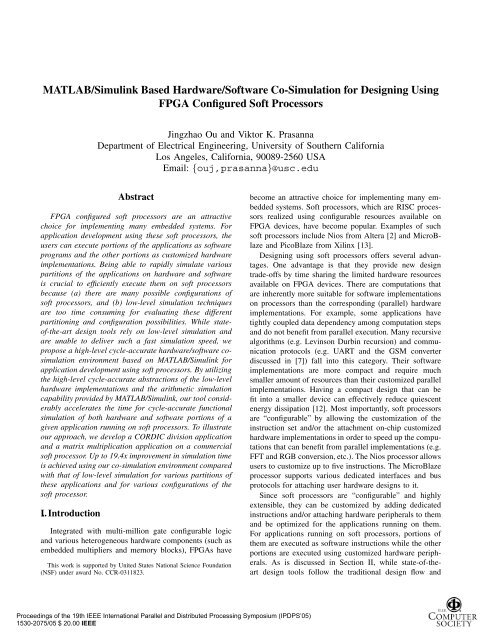 Matlab Simulink Based Hardware Software Co Simulation For