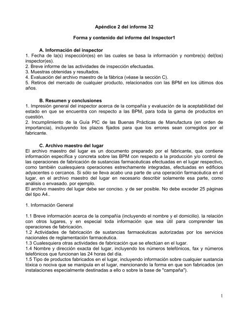 1 ApÃ©ndice 2 del informe 32 Forma y contenido del informe del ...