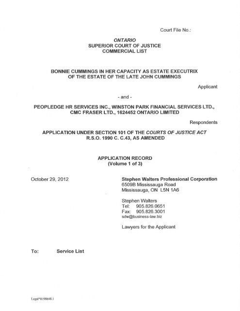 Application Record - Volume 1 - extranets.bdo.ca - BDO Canada