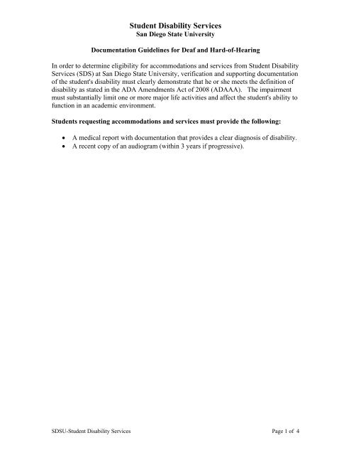 Student Disability Services - San Diego State University