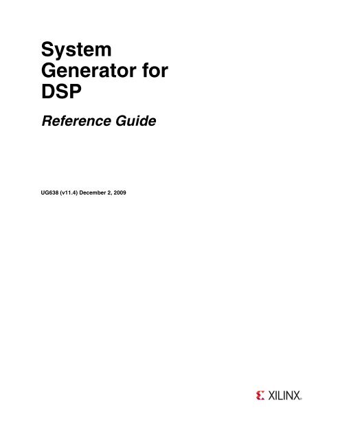 Xilinx System Generator for DSP Reference Guide