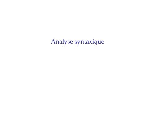 Analyse syntaxique