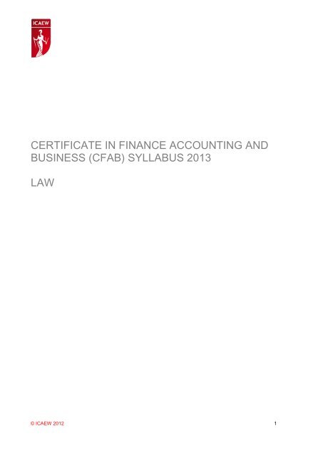 certificate in finance accounting and business (cfab ... - ICAEW