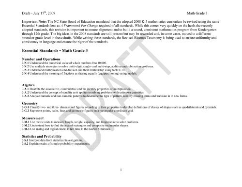 Essential Standards â ¢ Math Grade 3