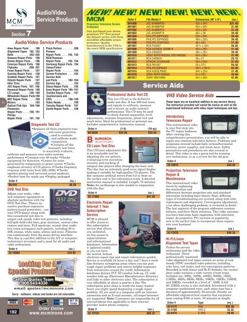 Audio/Video Service Products - MCM Electronics