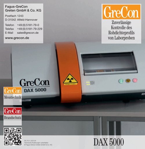 DAX 5000 - Kontrolle des Rohdichteprofils mit dem Labor ... - GreCon
