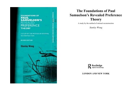 The foundations of paul samuelson's revealed preference ... - Free