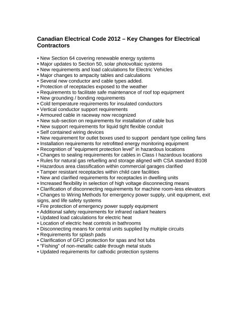 Canadian Electrical Code 2012 â Key Changes for ... - CodeMath.com Canadian Electrical Code 2012 â Key Changes for ... - CodeMath.com
