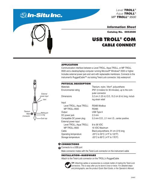 USB TROLLÂ® COm CaBLe COnneCT - In-Situ Inc.