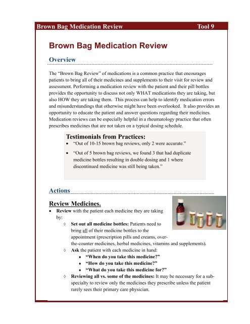 Tool 9: Brown Bag Medication Review