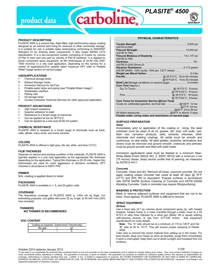 PLASITE 9145 TFE - Carboline