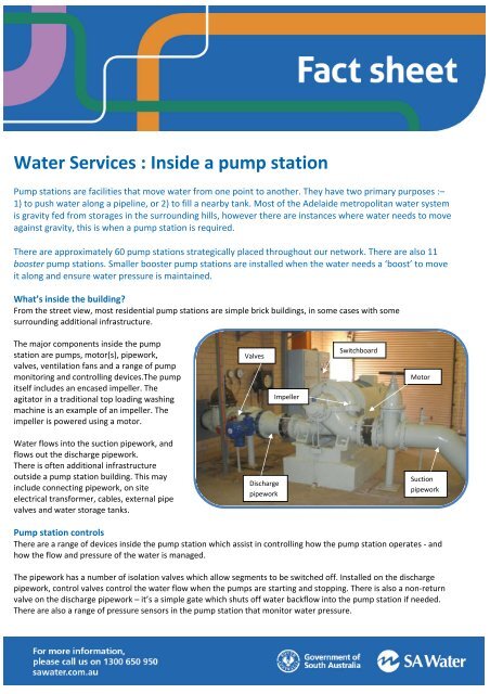 Inside a pump station fact sheet - SA Water
