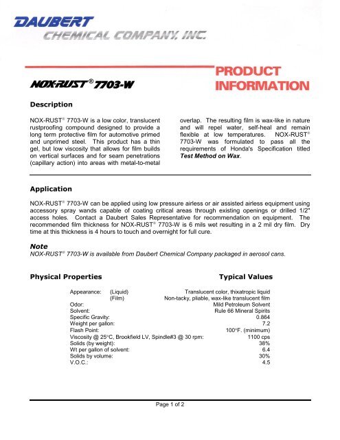 NOX RUST 7703-W PI - Daubert Chemical Company, Inc.