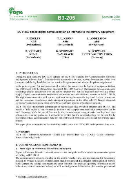 IEC 61850 based digital communication as interface to the primary ...