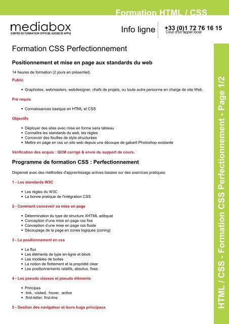 Formation HTML / CSS - Mediabox