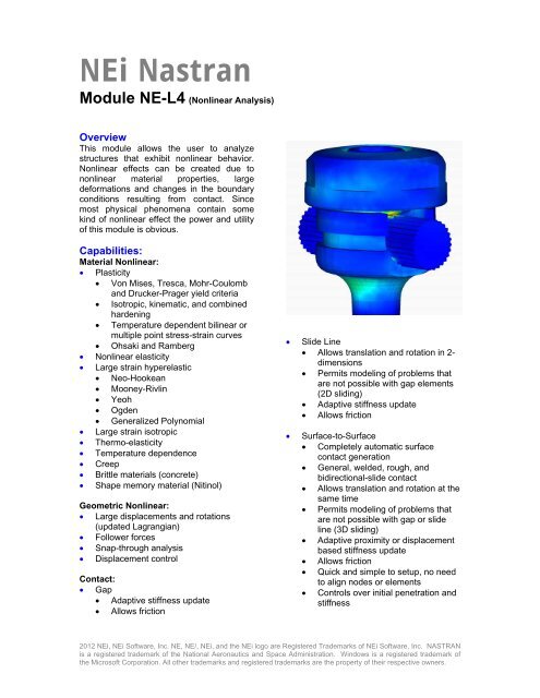 NEi Nastran Module NE-L4 (Nonlinear Analysis) - NEi Software