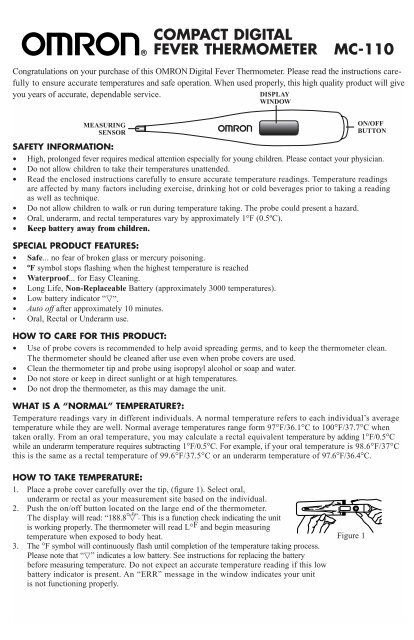 COMPACT DIGITAL FEVER THERMOMETER MC-110 - QuickMedical