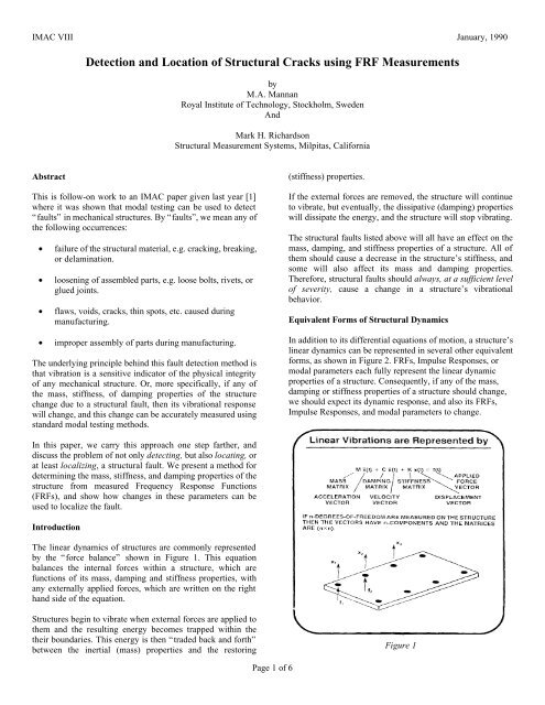 Detection And Location Of Structural Cracks Using Frf Measurements