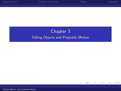 Chapter 3 - Falling Objects and Projectile Motion - Davidson Physics