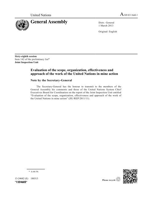 A/68/63/Add.1 - Joint Inspection Unit