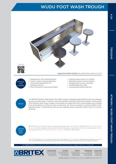 WUDU FOOT WaSH TROUGH - Britex