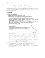 Physics 11 Final Exam Review Questions ... - School District 67