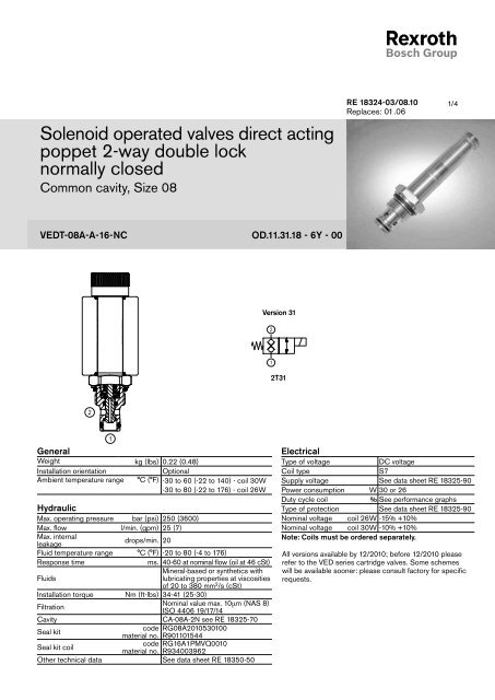 Solenoid operated valves direct acting poppet 2-way double ... - Sea