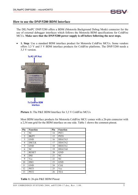 How to use the DNP/5280 BDM Interface - DIL/NetPC