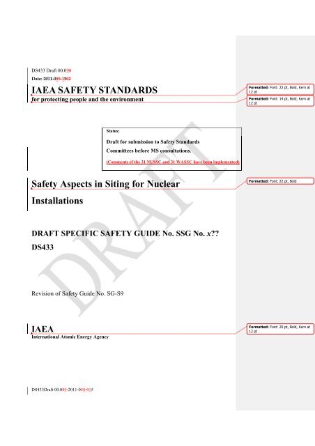 IAEA SAFETY STANDARDS Safety Aspects in Siting for Nuclear ...