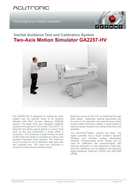 Two-Axis Motion Simulator GA2257-HV - Acutronic