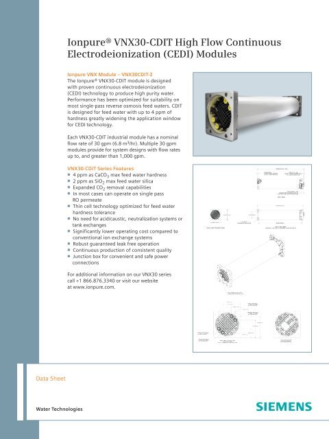Ionpure VNX30-CDIT - Siemens Water Technologies