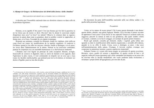 A. Olympe de Gouges e la Dichiarazione dei diritti della donna e ...