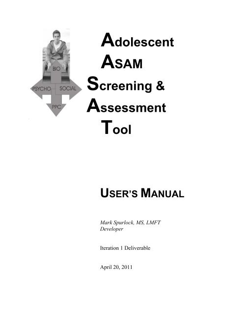 Adolescent ASAM Screening & Assessment Tool - Alabama ...