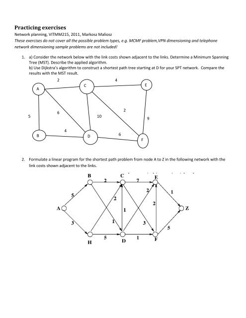 Exercises for practicing from part 2