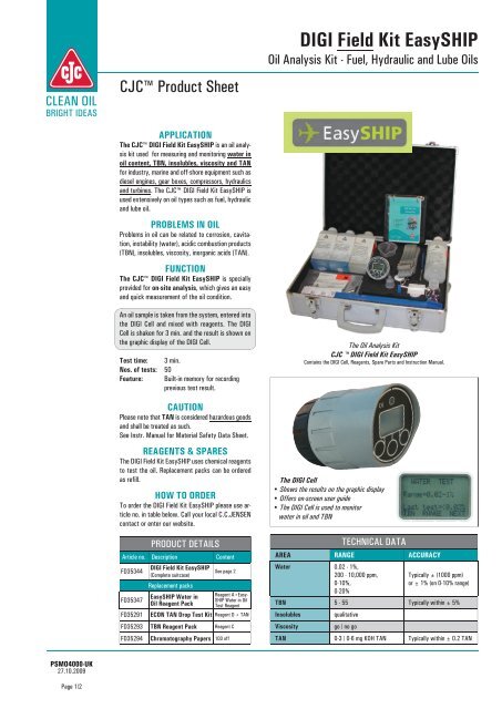 Oil Analysis Kit - Fuel, Hydraulic and Lube Oils - Cjc.dk