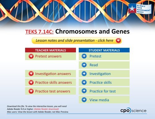 TEKS 7.14C: Chromosomes and Genes