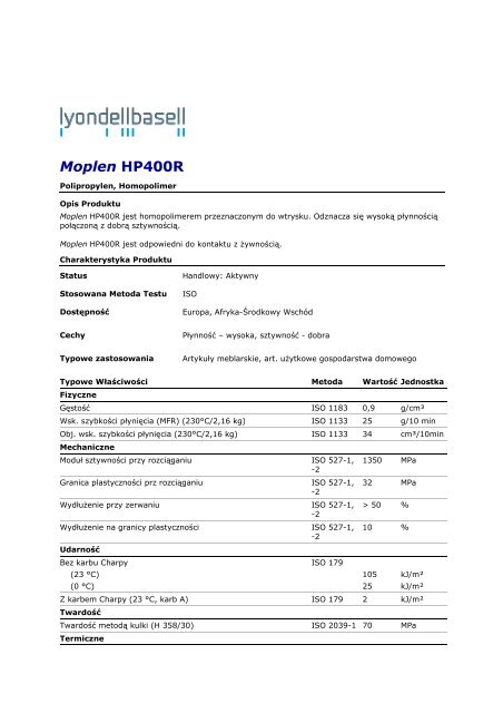 Moplen HP400R.pdf - Motor Polimer