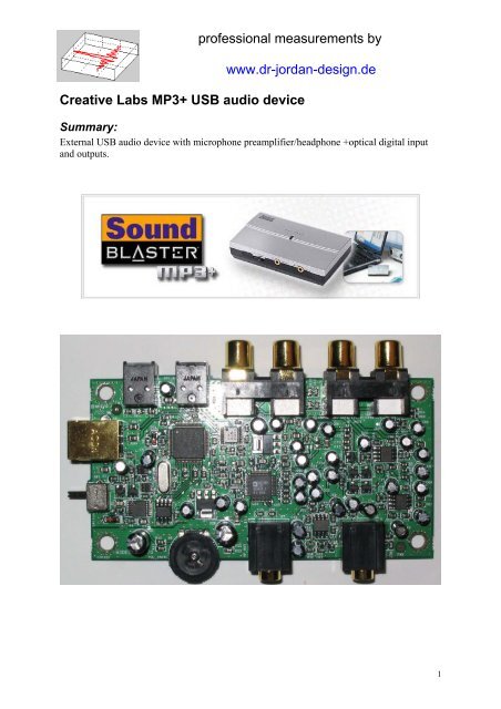 Measurement report with Creative Labs MP3+ - Dr-Jordan-Design